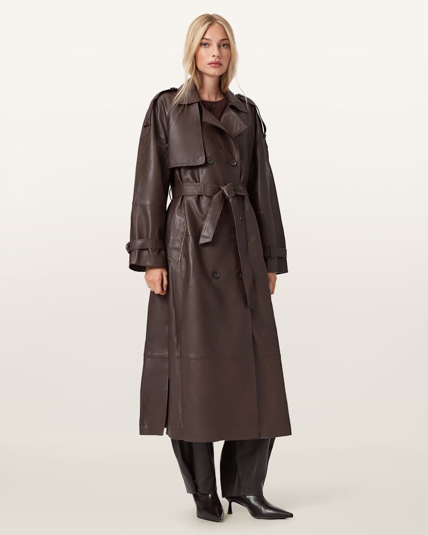 Reed Leather Trench Bitter Brown | ALLSAINTS Canada
